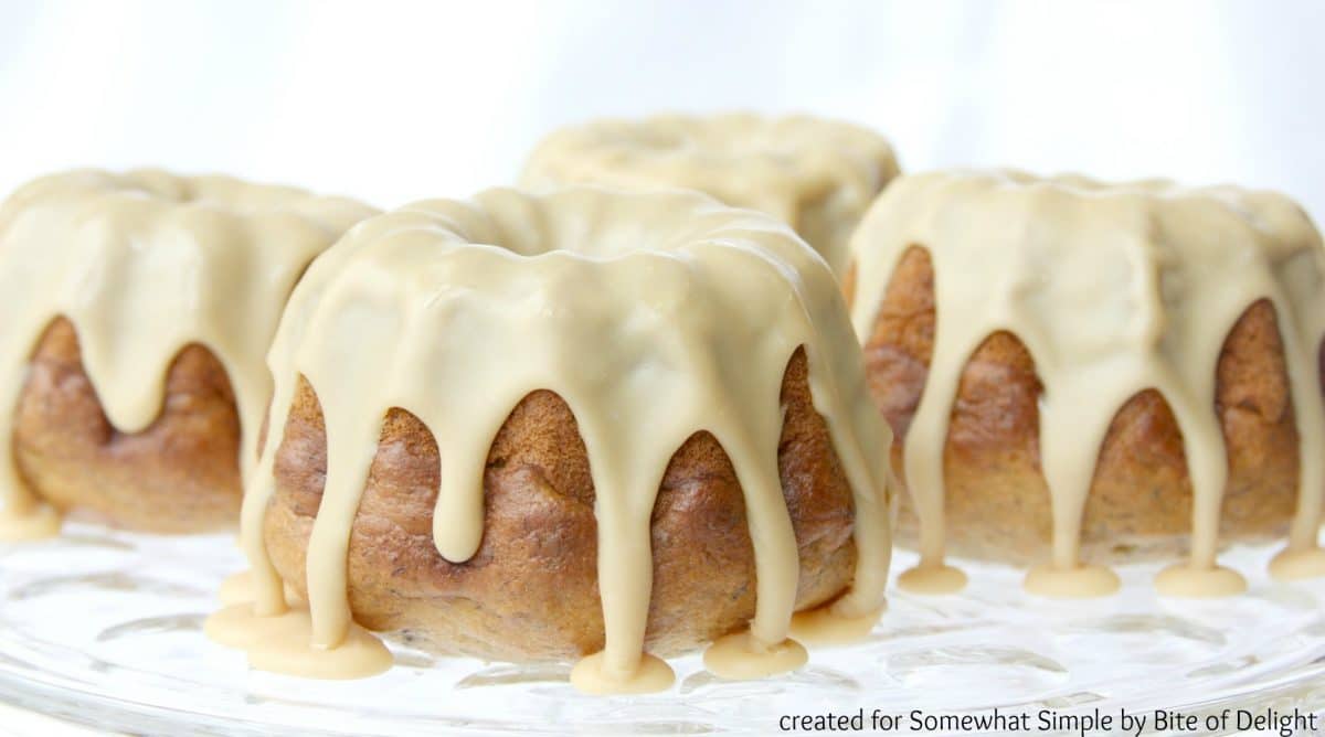Banana Bundtlets with White Chocolate Icing - Somewhat Simple