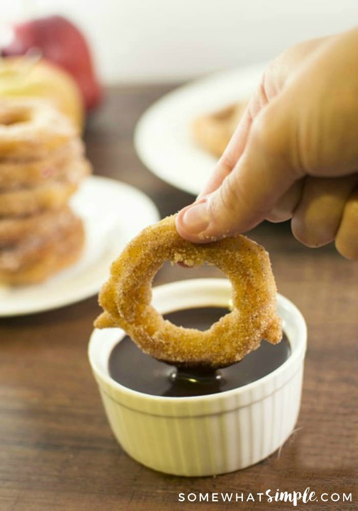 Cinnamon Sugar Fried Apple Rings - An Easy Recipe by Somewhat Simple