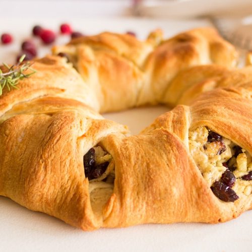 Turkey Cranberry Croissant Wreath - Somewhat Simple
