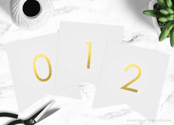 Free Gold Foil Printable Numbers Banner - Somewhat Simple