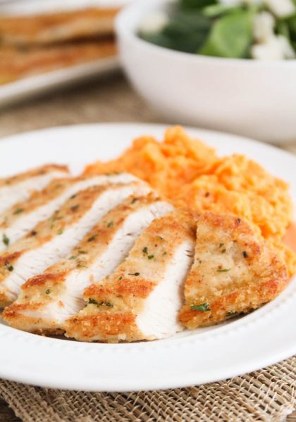 EASY Garlic Parmesan Turkey Cutlets Recipe | Somewhat Simple