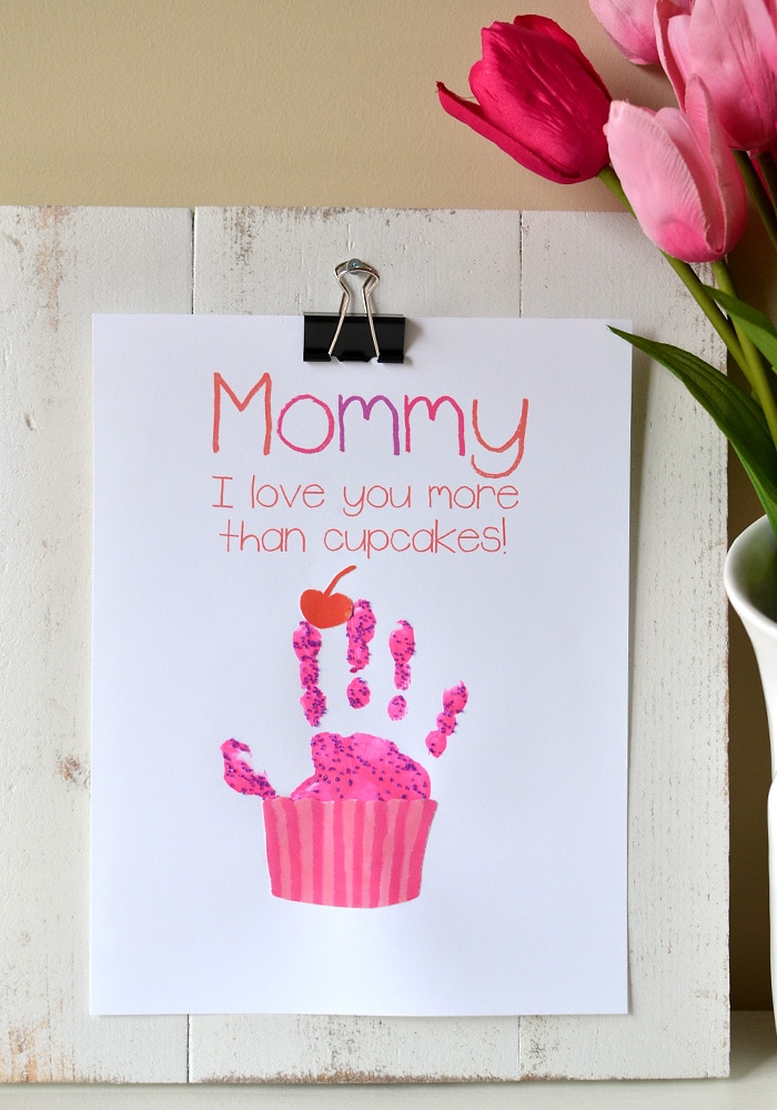 Cupcake Handprint Gift With Free Printable Somewhat Simple