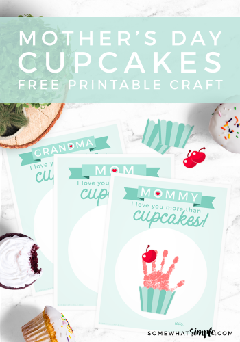 Cupcake Handprint Gift for Mother's Day - free printable craft!