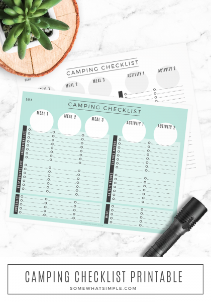 Camping Checklist Printable | Somewhat Simple