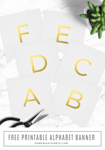 Free Printable Gold Banner (Entire Alphabet) - Somewhat Simple