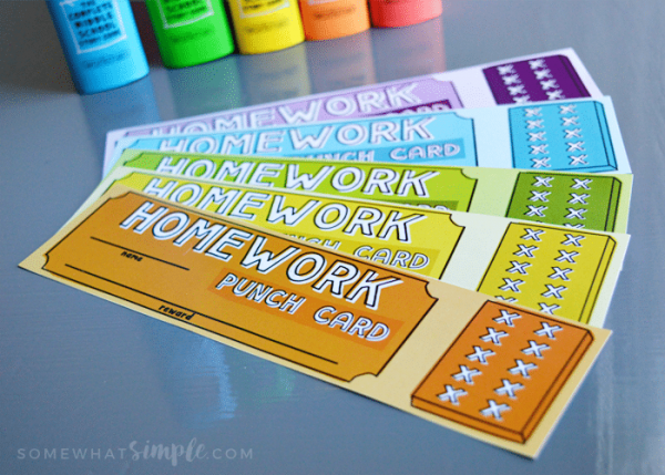 Homework Help || Punch Card Bookmarks - from Somewhat Simple
