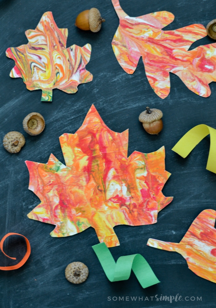 Marbled Paper Fall Leaves Craft | Somewhat Simple Marbled Paper Fall Leaves Craft | Somewhat Simple