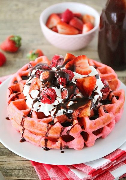 Fluffy Pink Velvet Waffles Recipe | Somewhat Simple