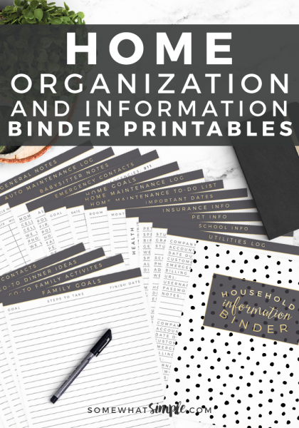 Home Management Binder Printables - Somewhat Simple