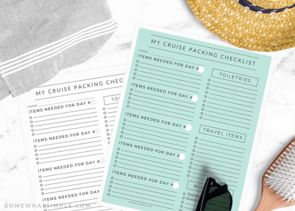 Printable Cruise Packing List (FREE Printable) | Somewhat Simple