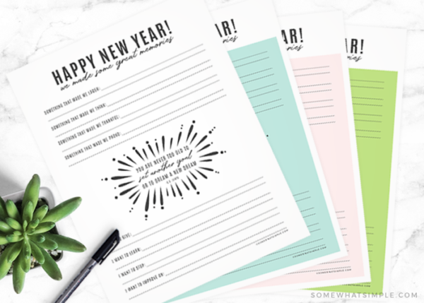 New Year's Memories and Resolutions Printable - Somewhat Simple