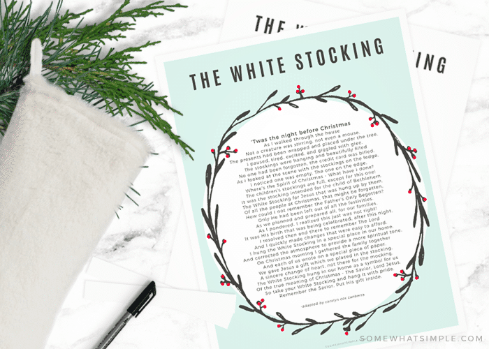 White Stocking Christmas Poem Tradition | Somewhat Simple