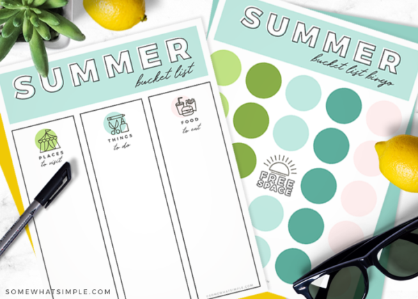 Summer Bucket List - Free Printables (FREE PRINTABLE) - Somewhat Simple