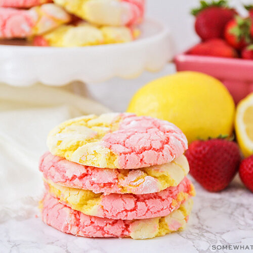 Strawberry Lemonade Cookies (Soft & Chewy ) | Somewhat Simple