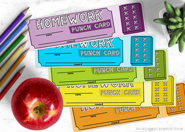 Homework Help || Punch Card Bookmarks - from Somewhat Simple