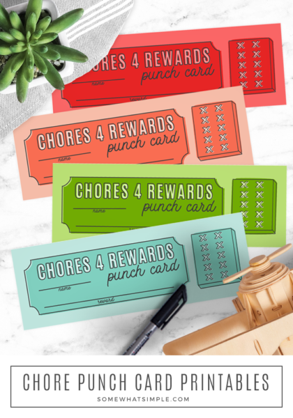 Chore Punch Card Printables (FREE) | from Somewhat Simple