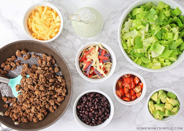 Easy Taco Salad Recipe (Ready In 20 Mins) - from Somewhat Simple