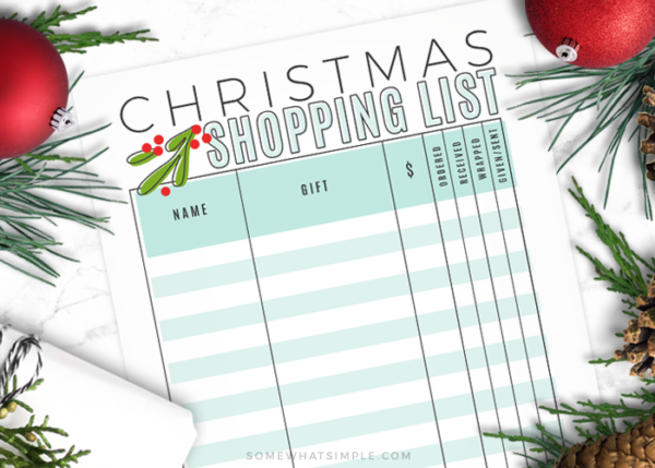Christmas Shopping List (FREE Printable) - Somewhat Simple