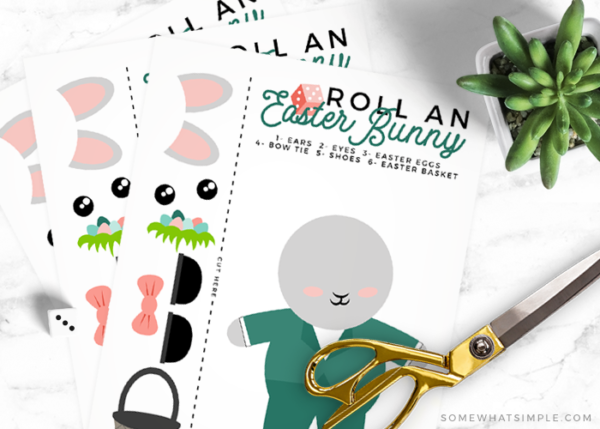 Easter Game - Roll a Bunny Printable from Somewhat Simple