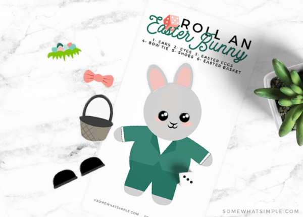 Easter Game - Roll a Bunny Printable from Somewhat Simple