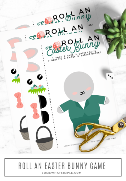 Easter Game - Roll a Bunny Printable from Somewhat Simple