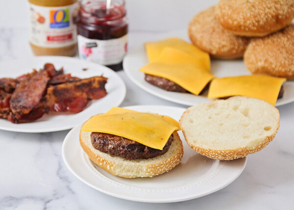 PB and J Bacon Cheeseburgers - Somewhat Simple