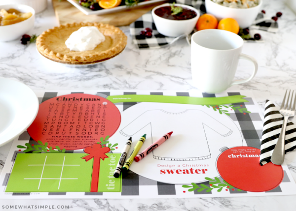 Printable Christmas Placemats + Dinner Made Easy - Somewhat Simple