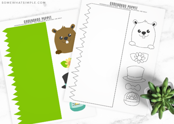 Groundhog Craft - Printable Puppet - Somewhat Simple