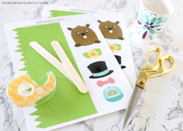 Groundhog Craft - Printable Puppet - Somewhat Simple