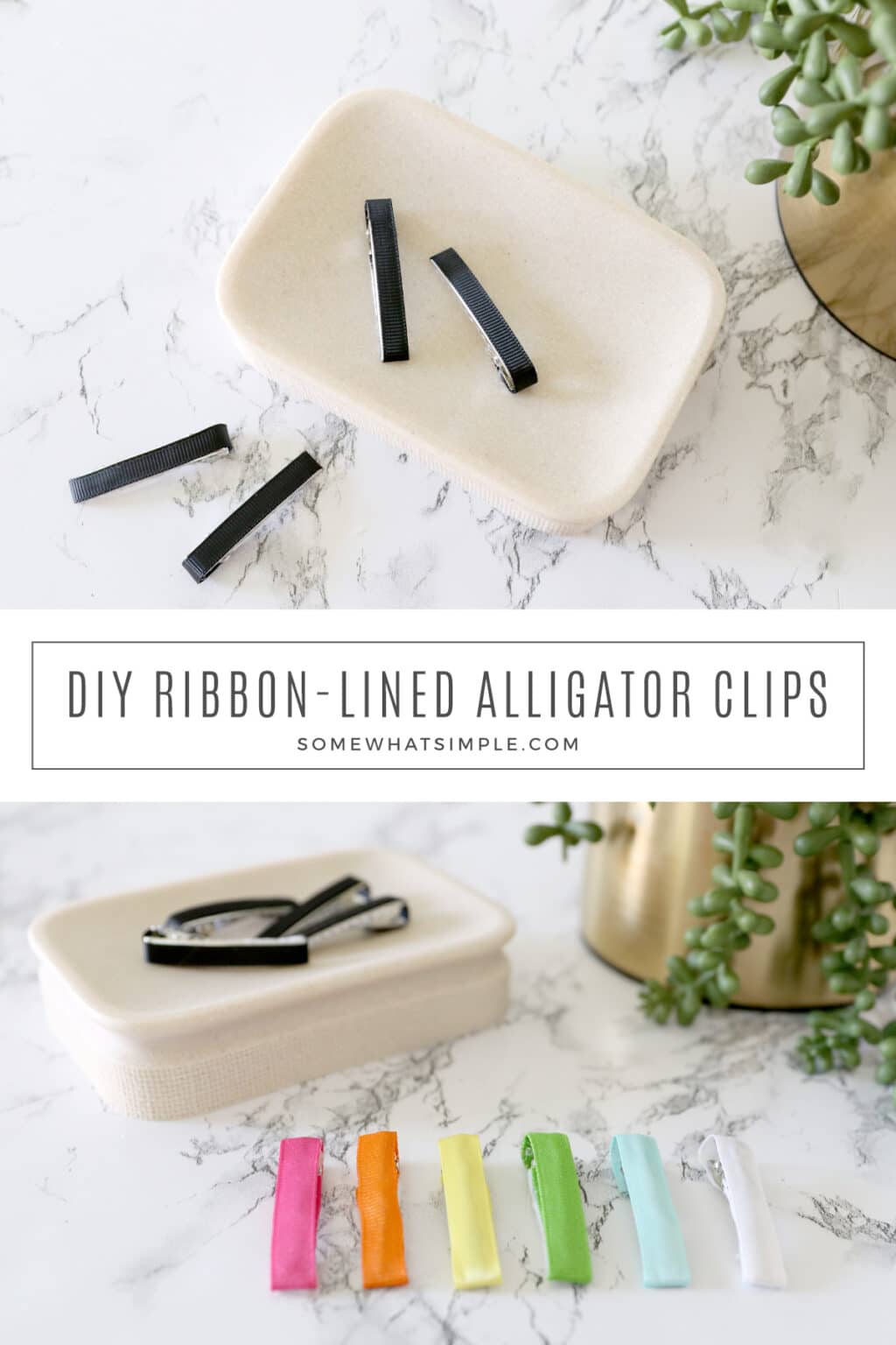 Ribbon-Lined Alligator Hair Clips - from Somewhat Simple
