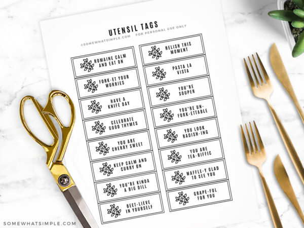 Food Pun Utensil Tags - from Somewhat Simple .com