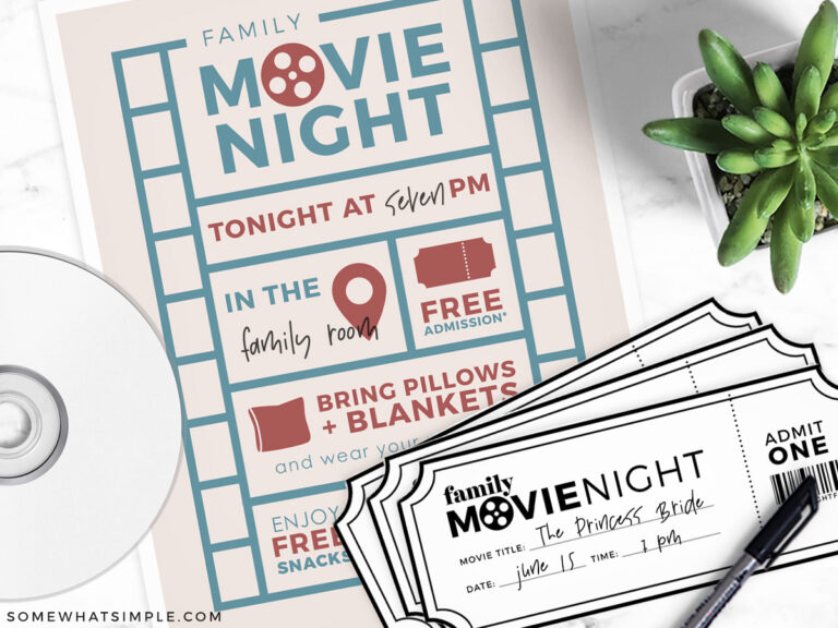 Printable Movie Tickets + Family Movie Night - Somewhat Simple