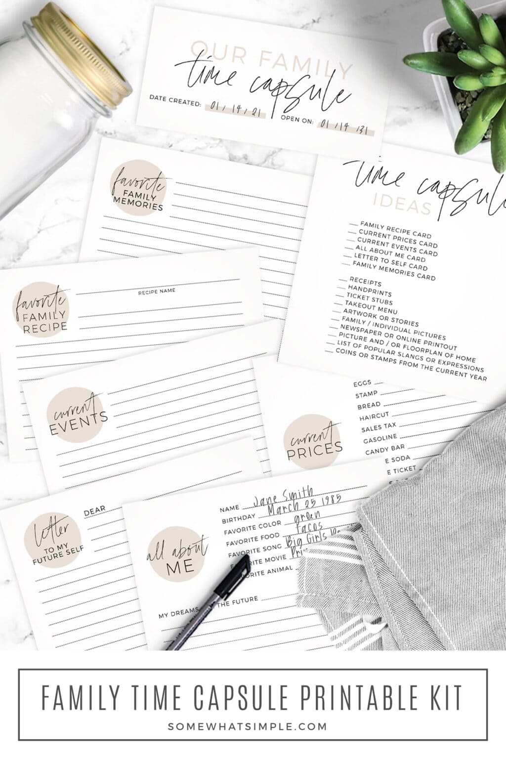 Family Time Capsule Printable - Somewhat Simple